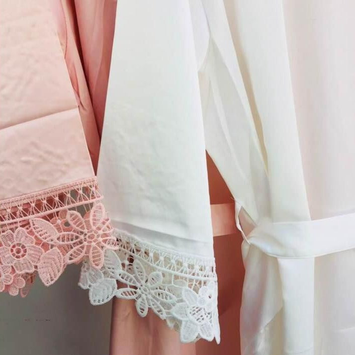 Plain Bridal Robe • Lace Bridesmaid Robe • Wedding Dressing Gown • Flo ...